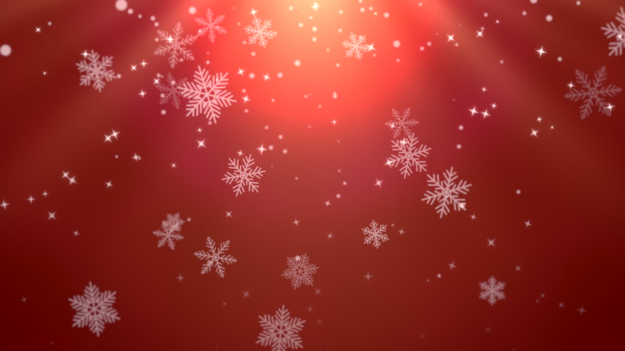 Premium 스톡 영상 하얀 눈송이와 별과 추상 보케 입자가 떨어지는 2