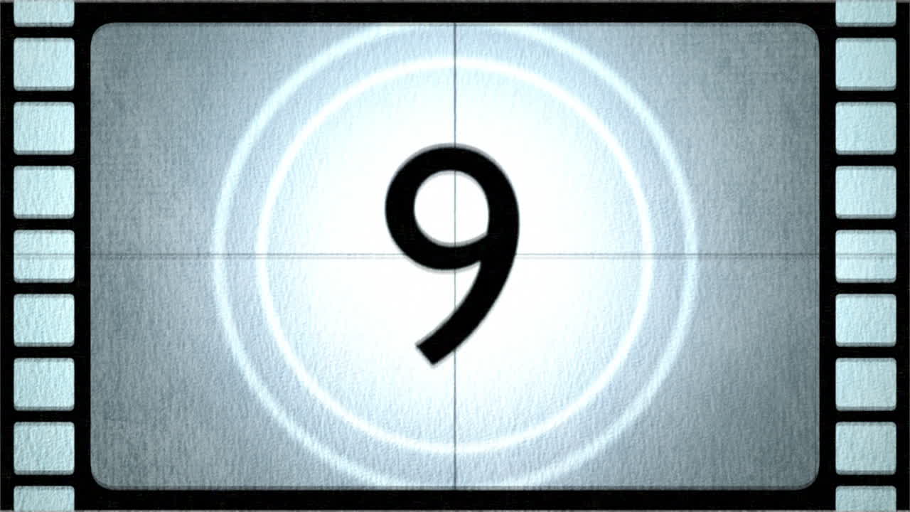 Premium stock video - Motion blue digital film countdown in modern style 5