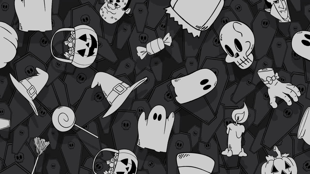 Premium stock video - Halloween background animation with pumpkins