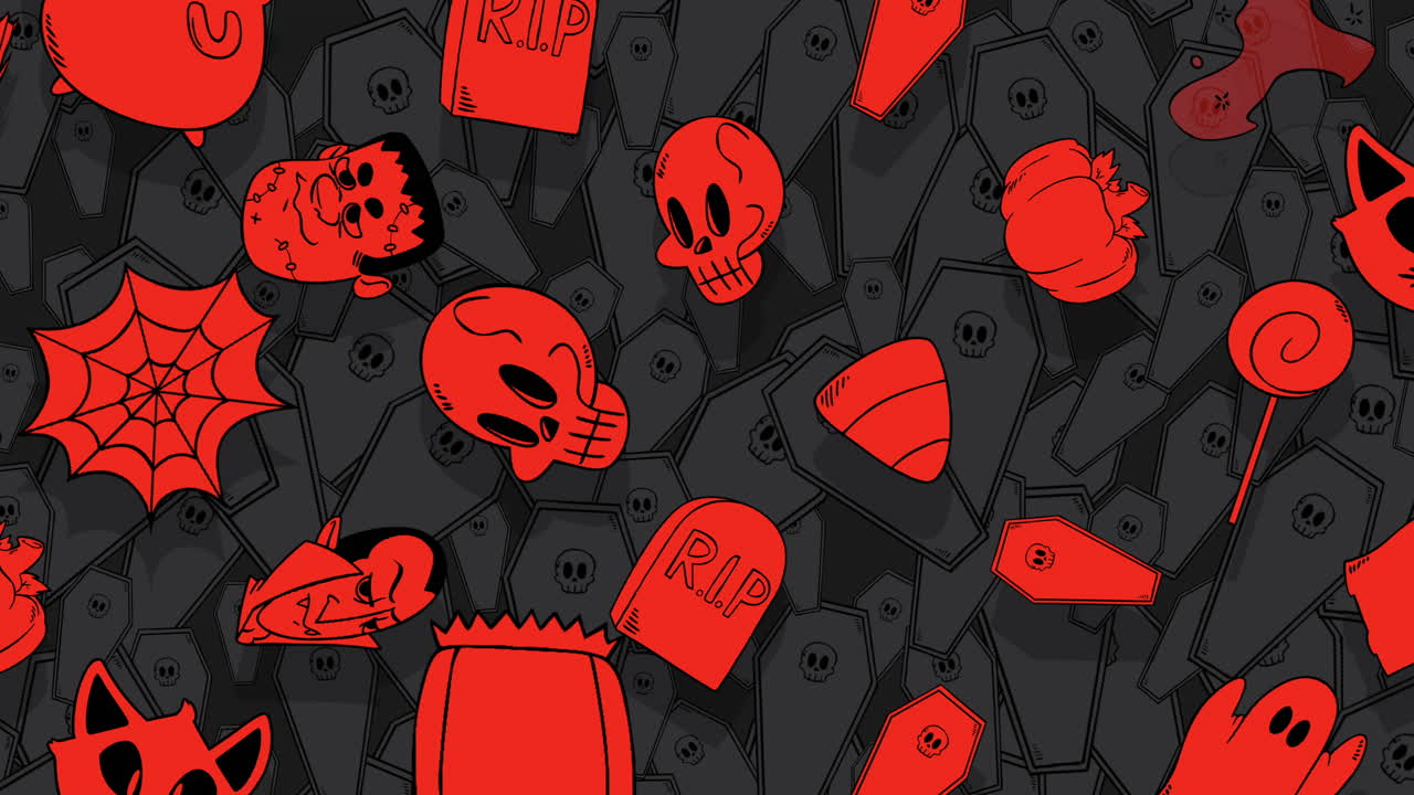 Premium stock video - Halloween background animation with pumpkins 2