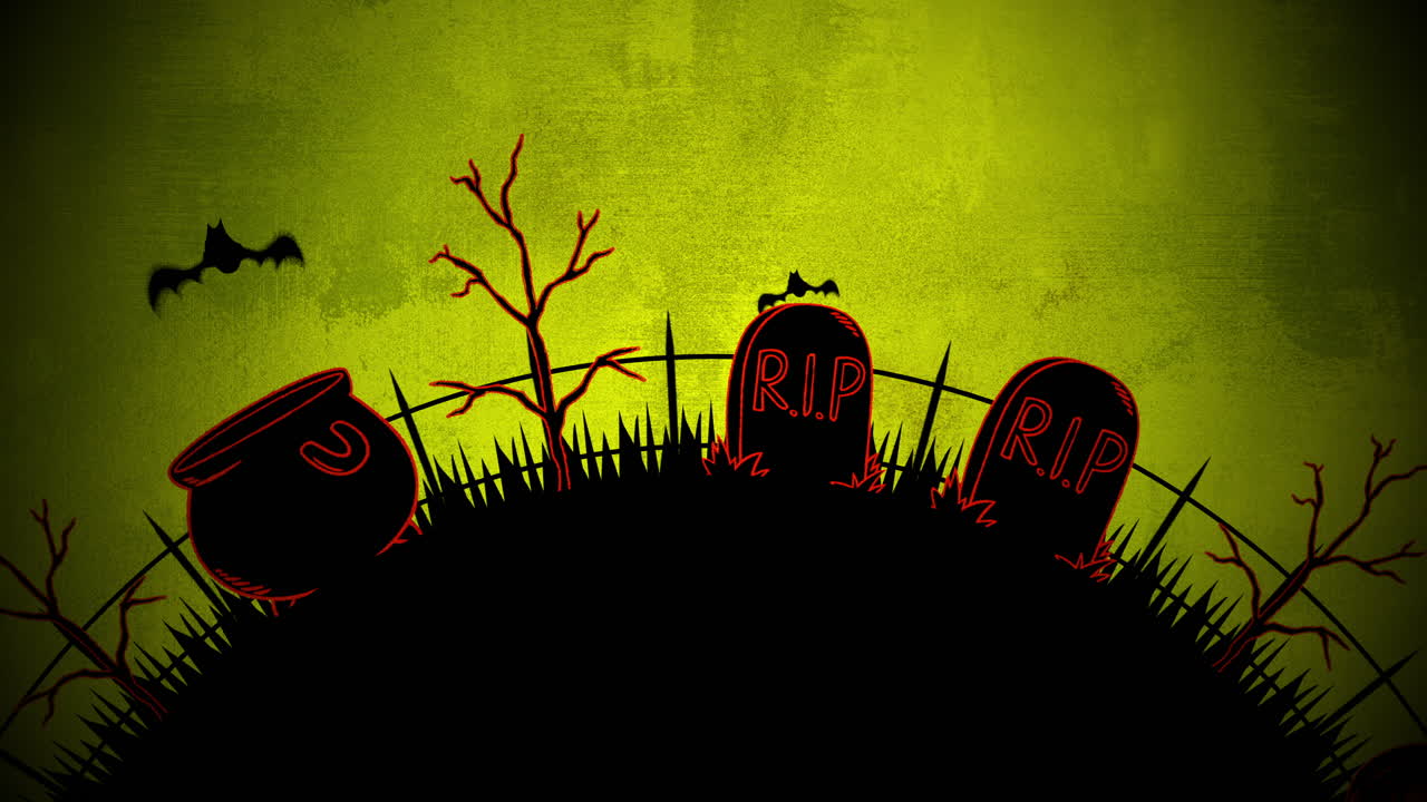 Premium stock video - Halloween background animation with coffins 2