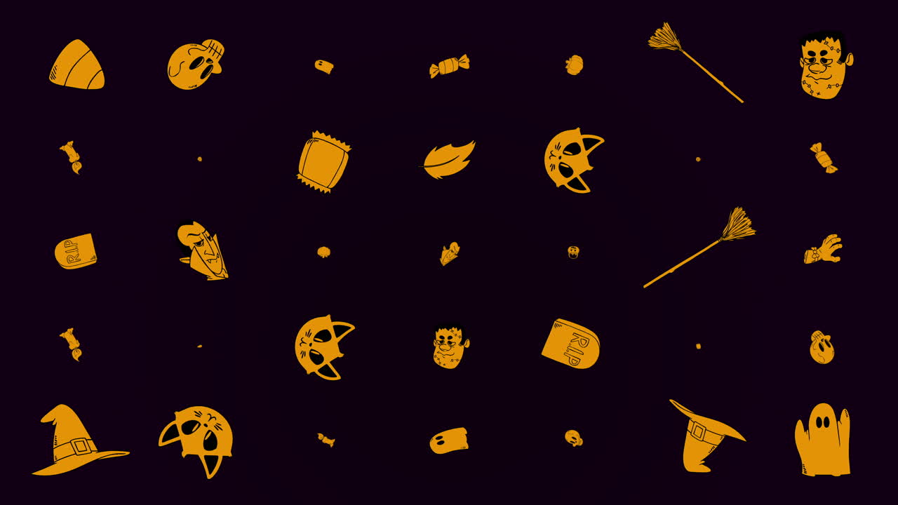 Premium stock video - Halloween background animation with pumpkins 7