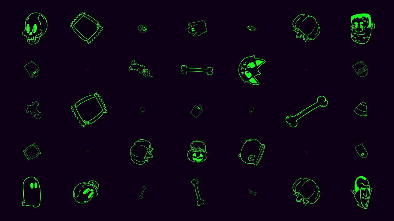 Premium stock video - Halloween background animation with pumpkins 9