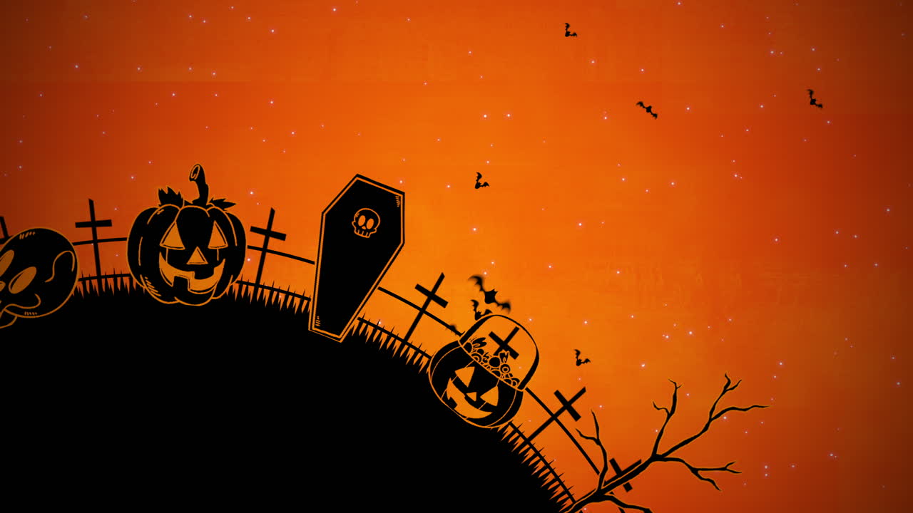 Premium stock video - Halloween background animation with coffins 4