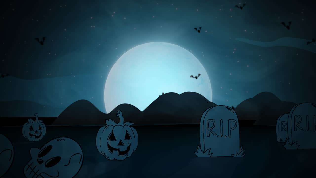Premium stock video - Halloween background animation with coffins 8