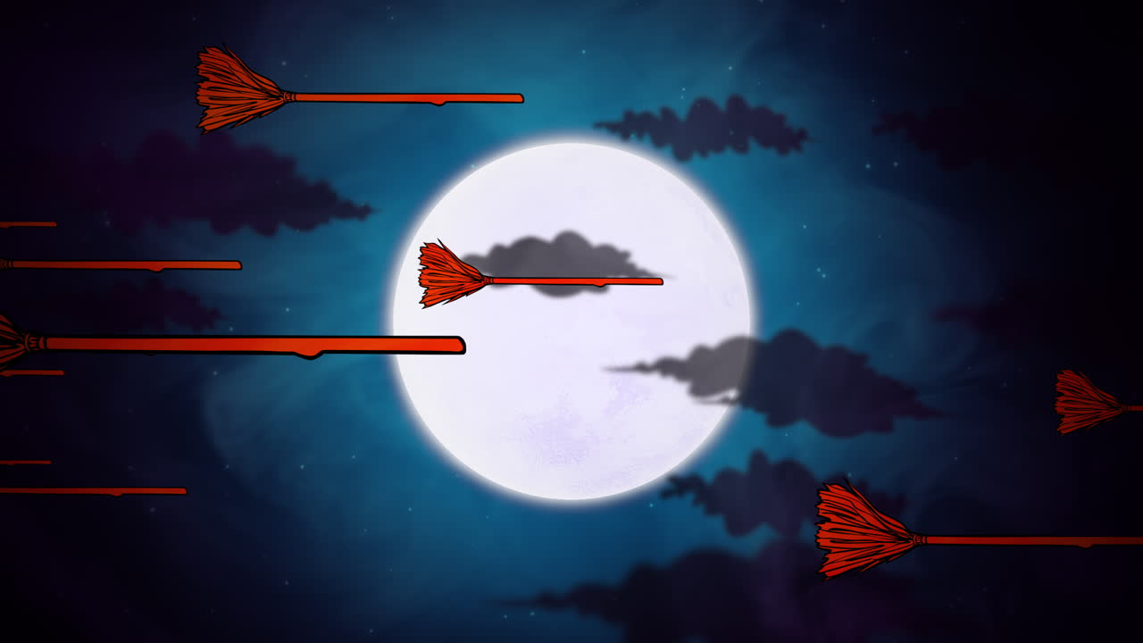 Premium stock video - Halloween background animation with witch brooms ...