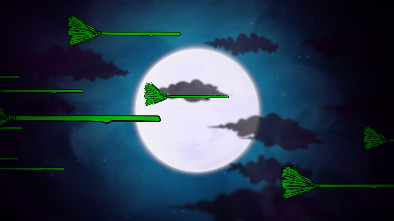 Premium stock video - Halloween background animation with witch brooms ...