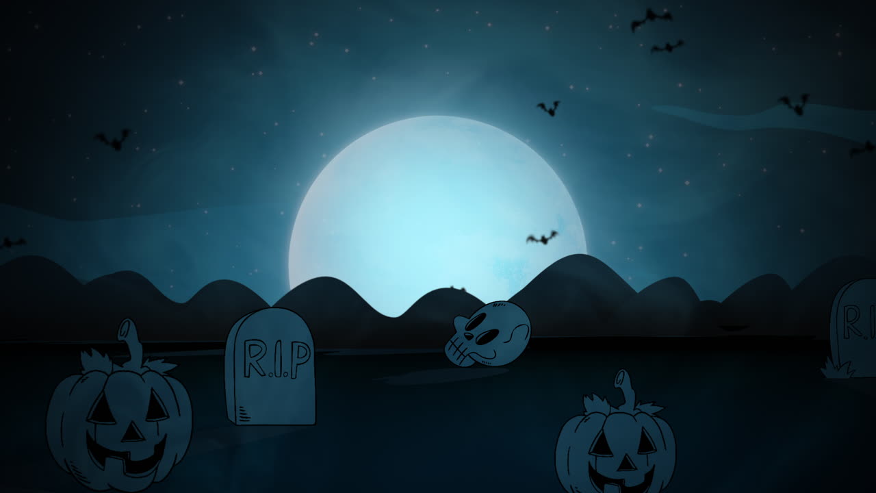 Premium stock video - Halloween background animation with coffins 9