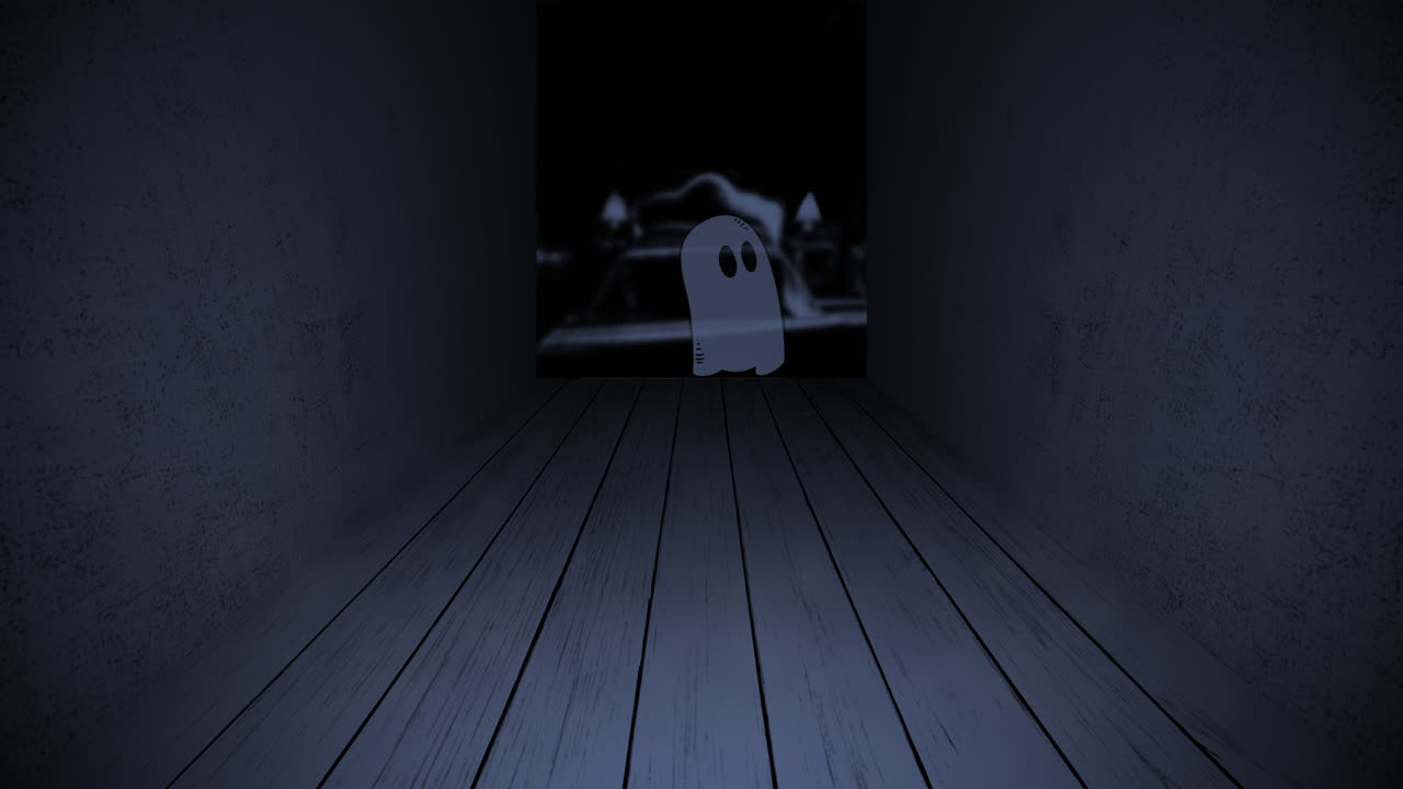 Premium stock video - Halloween background animation with ghost