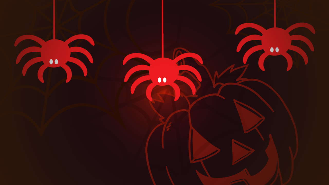 Premium stock video - Halloween animation with spiders and pumpkin on ...
