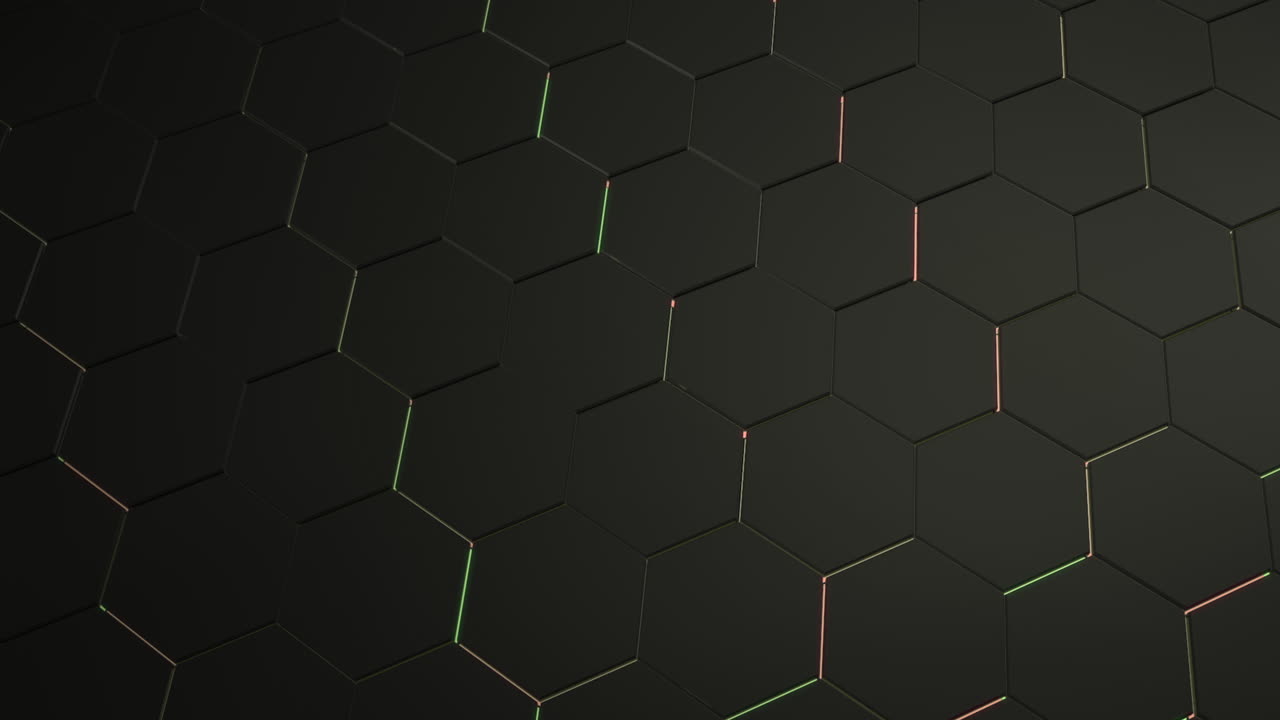 Premium stock video - Motion dark black hex grid background 1