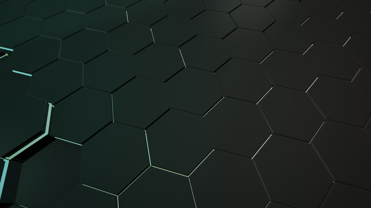 Premium stock video - Motion dark black hex grid background 4