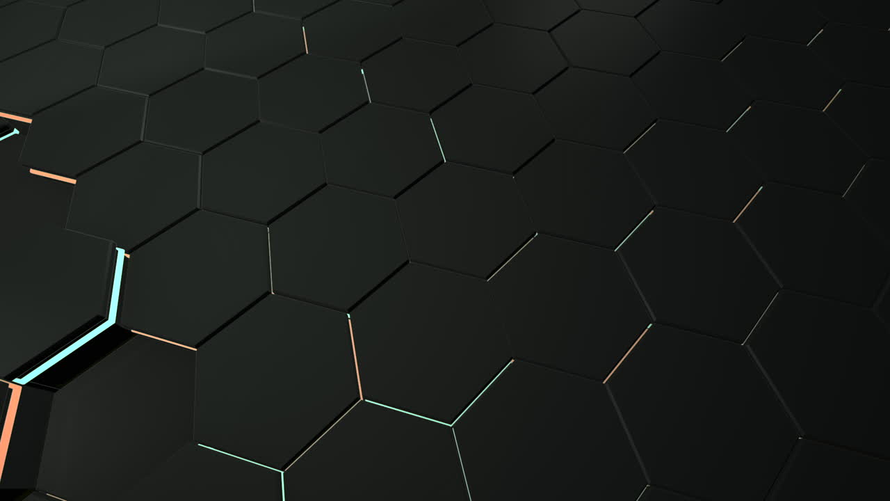 Premium stock video - Motion dark black hex grid background 9