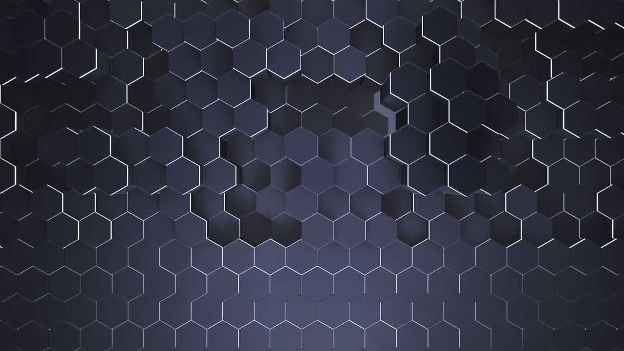 Premium stock video - Motion dark black hex grid background 12
