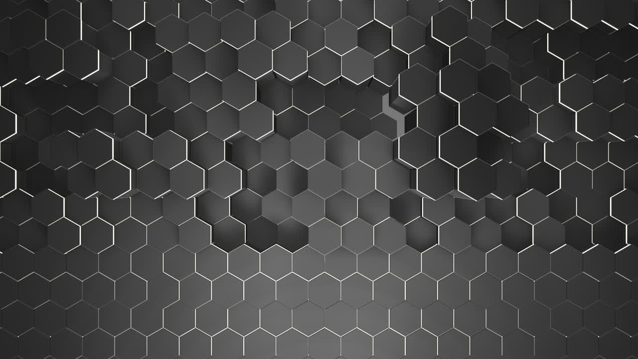 Premium stock video - Motion dark black hex grid background 13