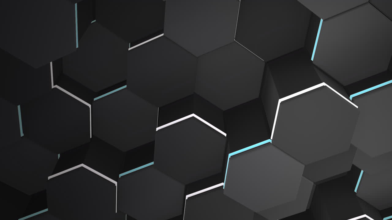 Premium stock video - Motion dark black hex grid background 30