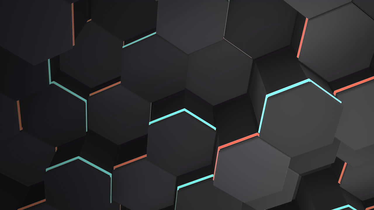 Premium stock video - Motion dark black hex grid background 36