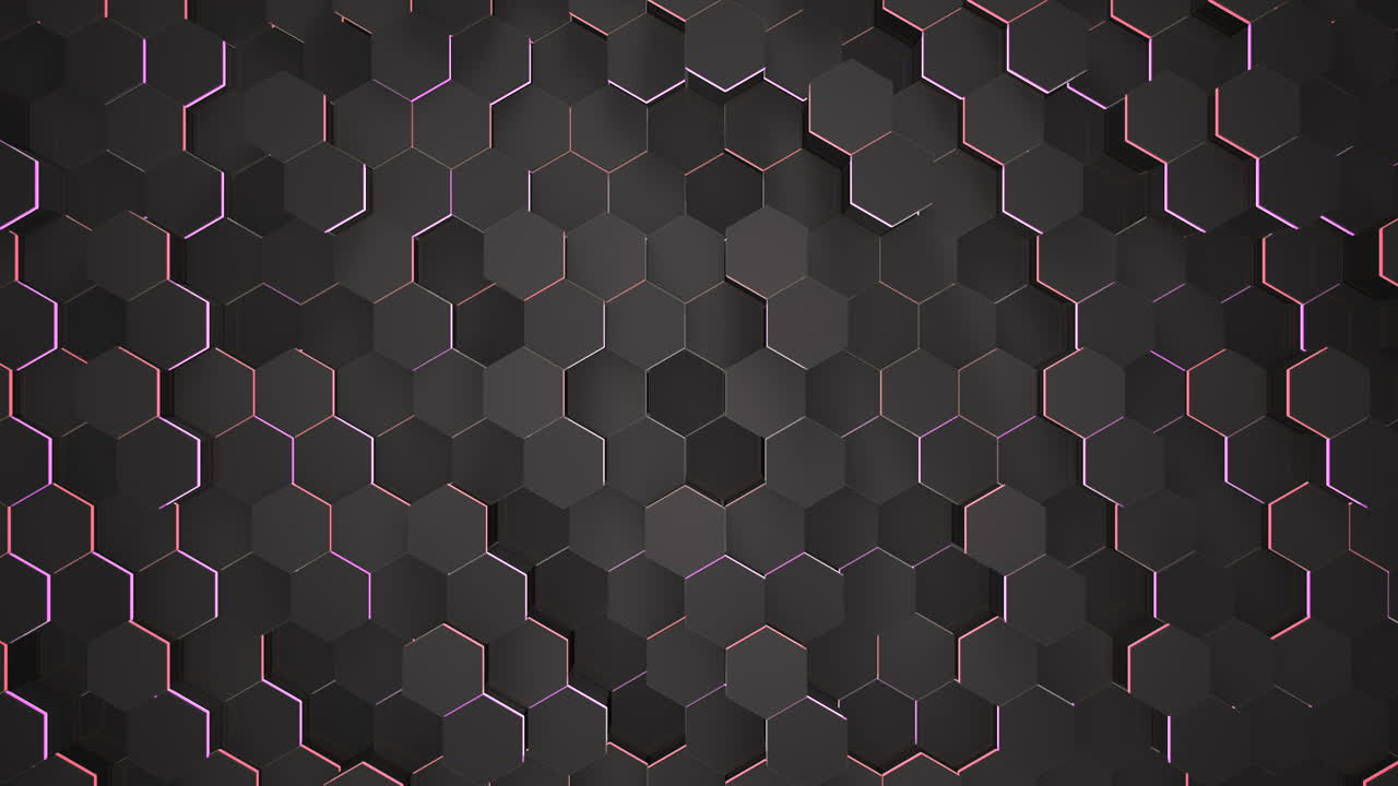 Premium stock video - Motion dark black hex grid background 48