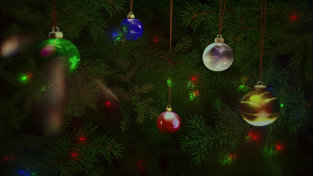 Premium stock video - Animated closeup colorful balls and green tree ...