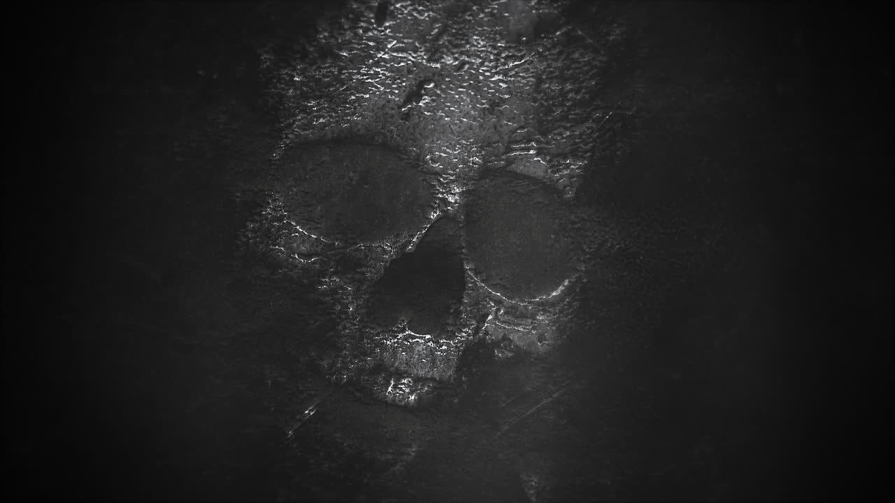 Premium stock video - Mystical horror background with dark skull