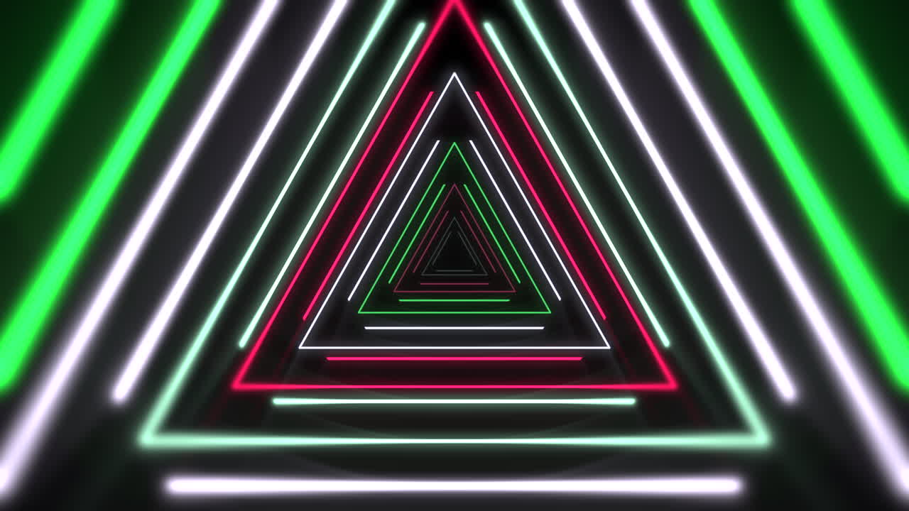 Premium stock video - Motion colorful neon triangles 1