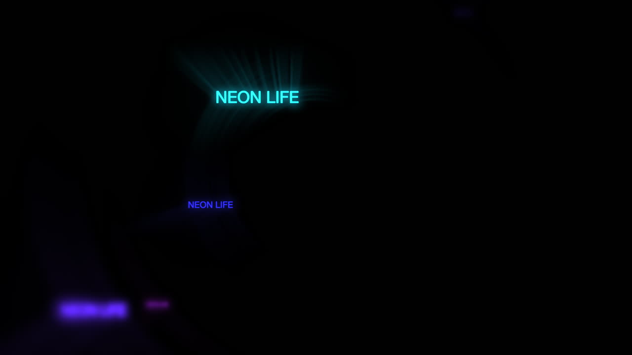 Premium stock video - Motion of neon text neon life in dark background