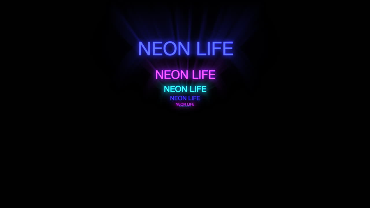 Premium stock video - Motion of neon text neon life in dark background 2