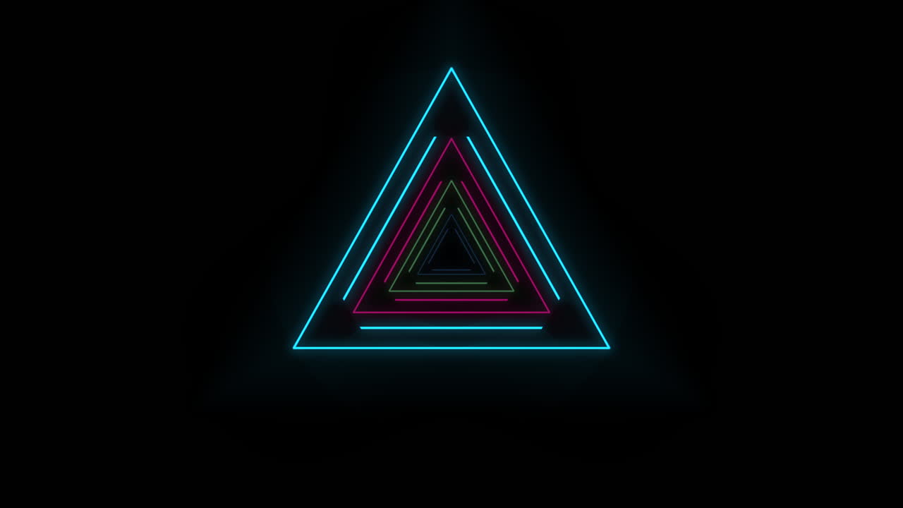Premium stock video - Motion colorful neon triangles 5