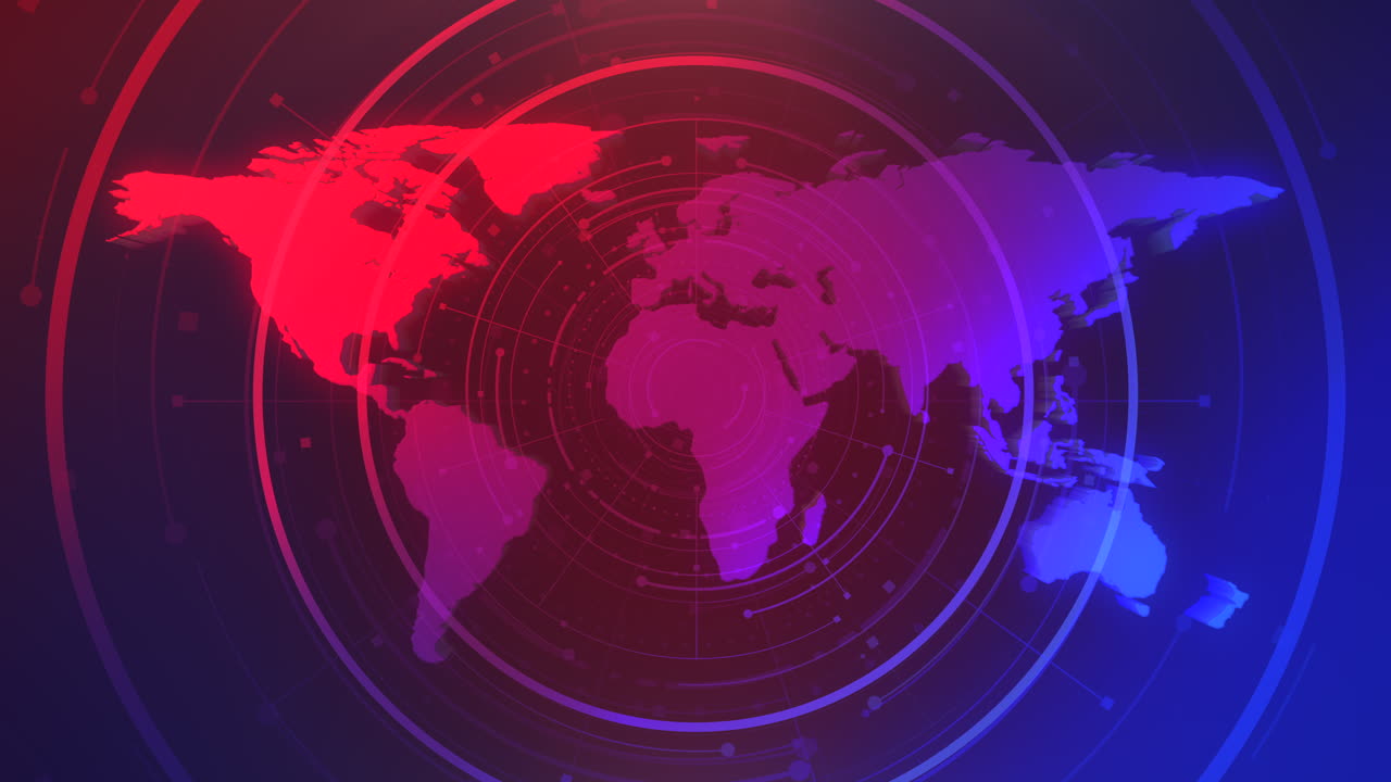 Premium stock video - News intro graphic animation with grid and world map