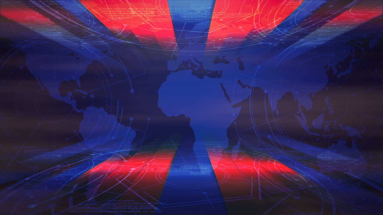 Premium stock video - News intro graphic animation with lines and world map 1