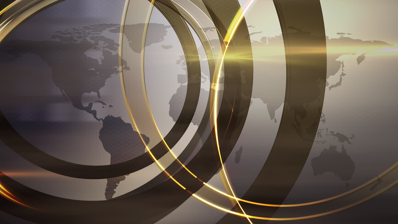 Premium stock video - News intro graphic animation with circles and world map 1