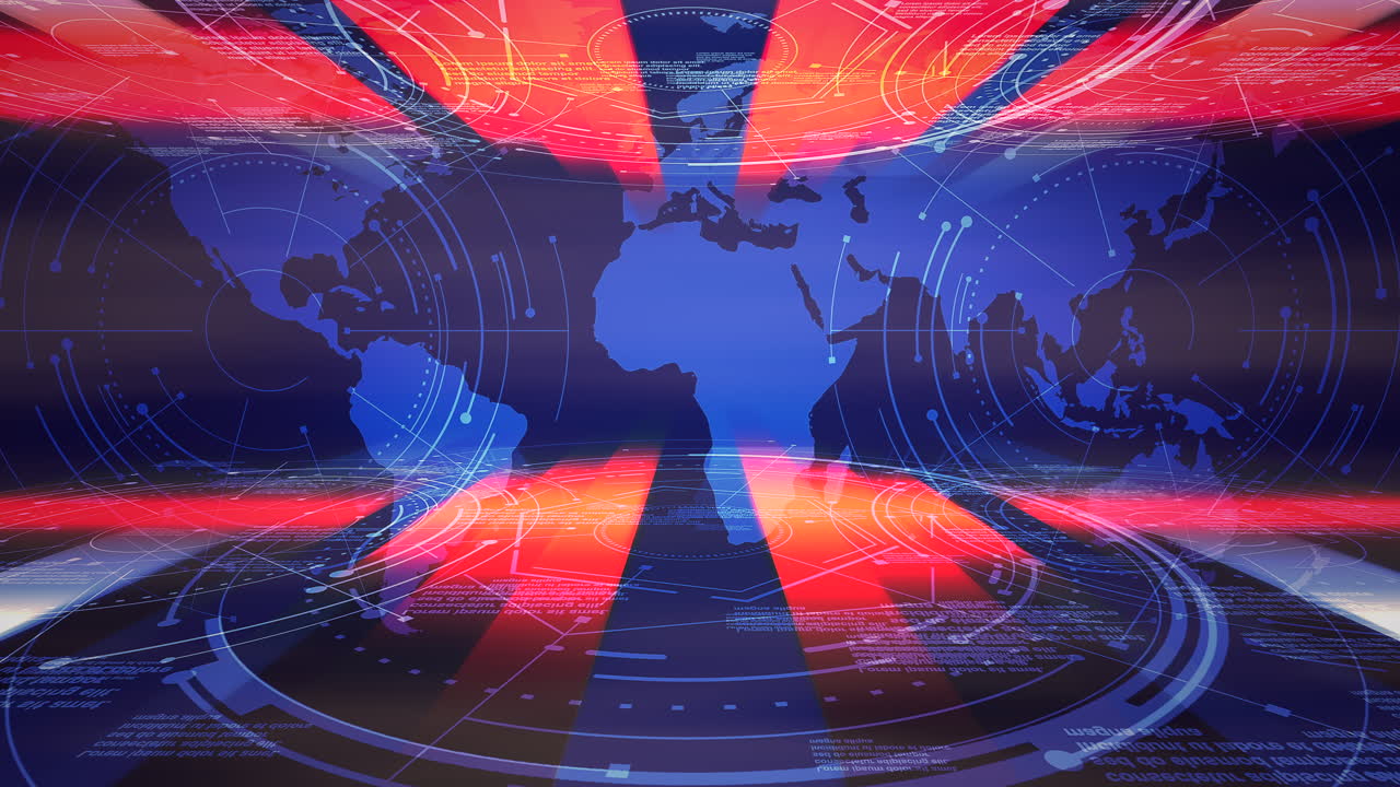 Premium stock video - News intro graphic animation with lines and world map 7