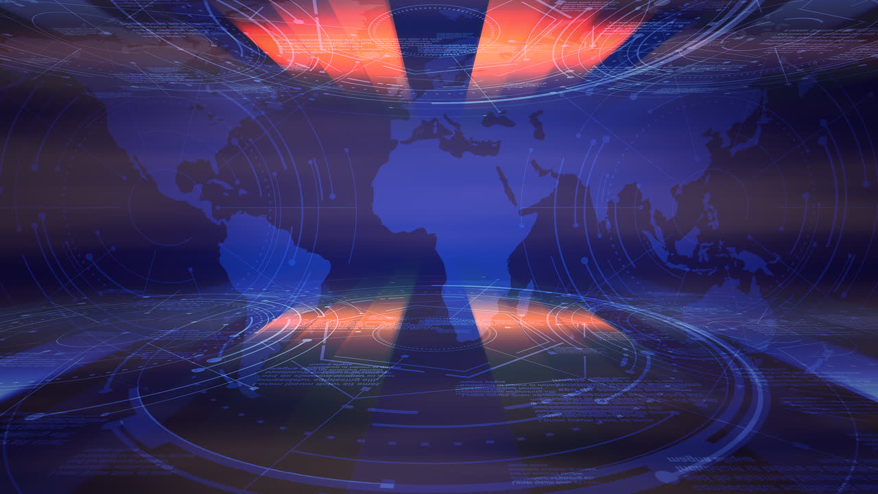 Premium stock video - News intro graphic animation with lines and world map 8
