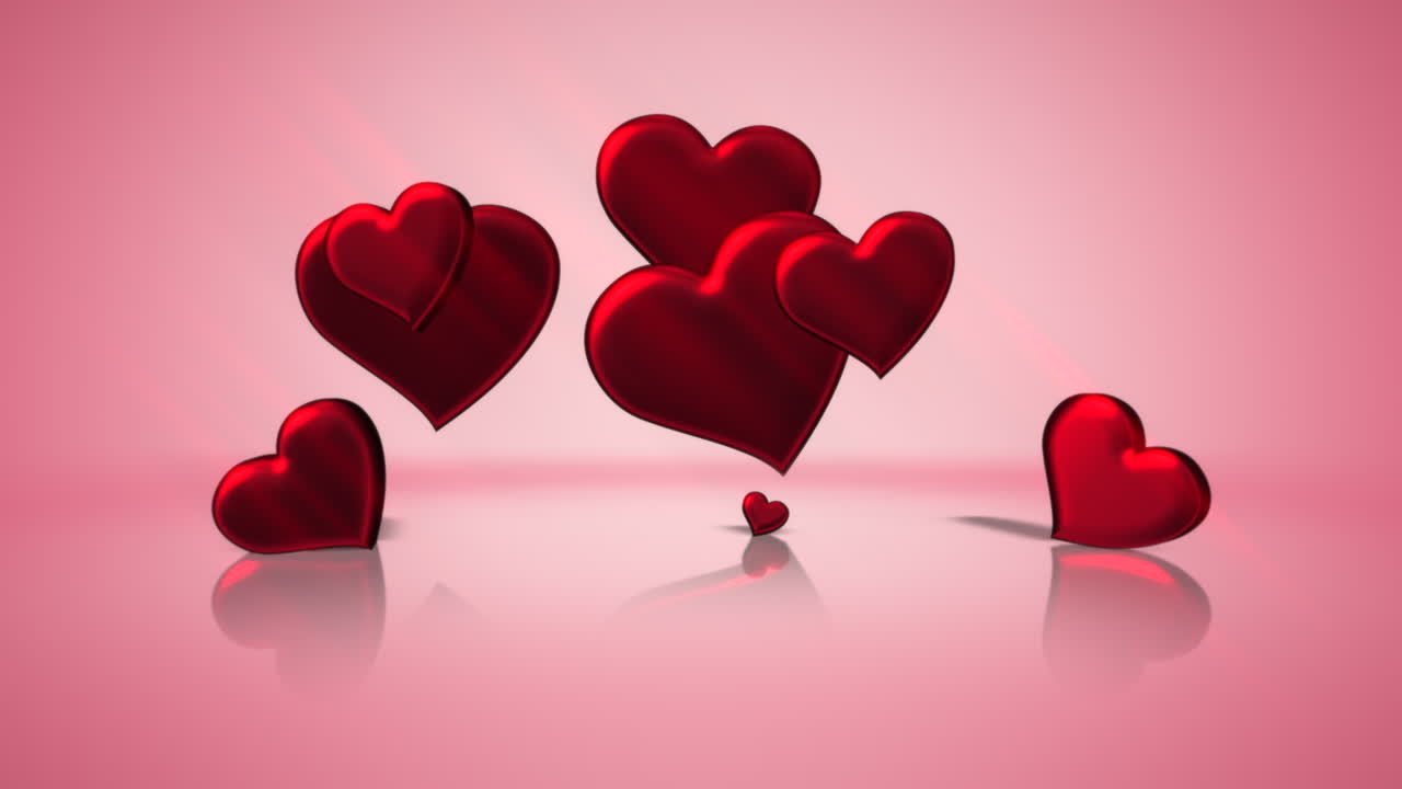 Vídeo Premium - Animación primer movimiento corazones románticos en el ...
