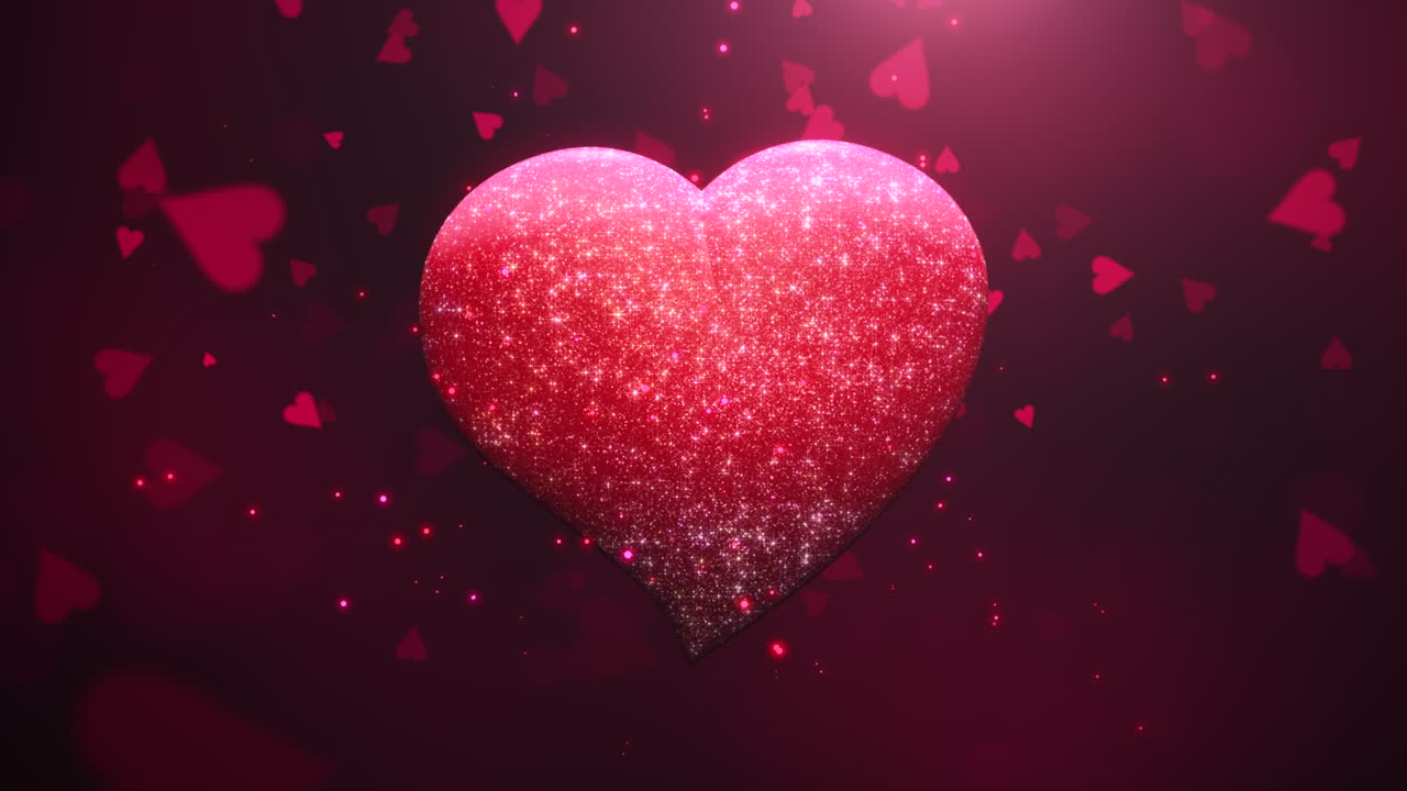 Vídeo Premium - Animación primer movimiento corazones románticos en el ...