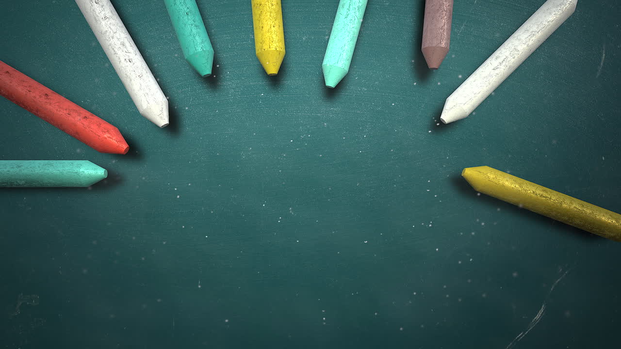 Premium stock video - Closeup colorful chalk on blackboard with school ...