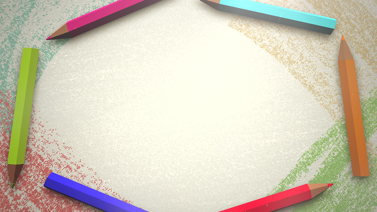 Premium stock video - Closeup of kids background with colourful pencils 4