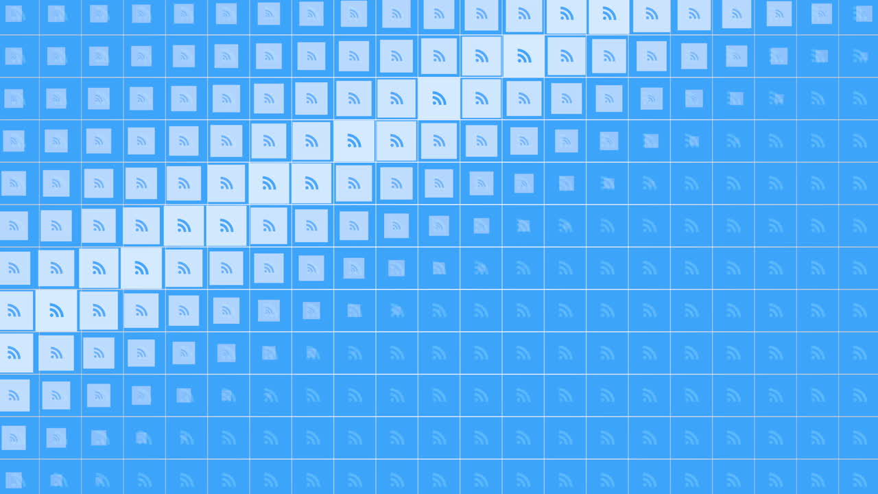 Premium stock video - Motion feed icons on simple network background 3