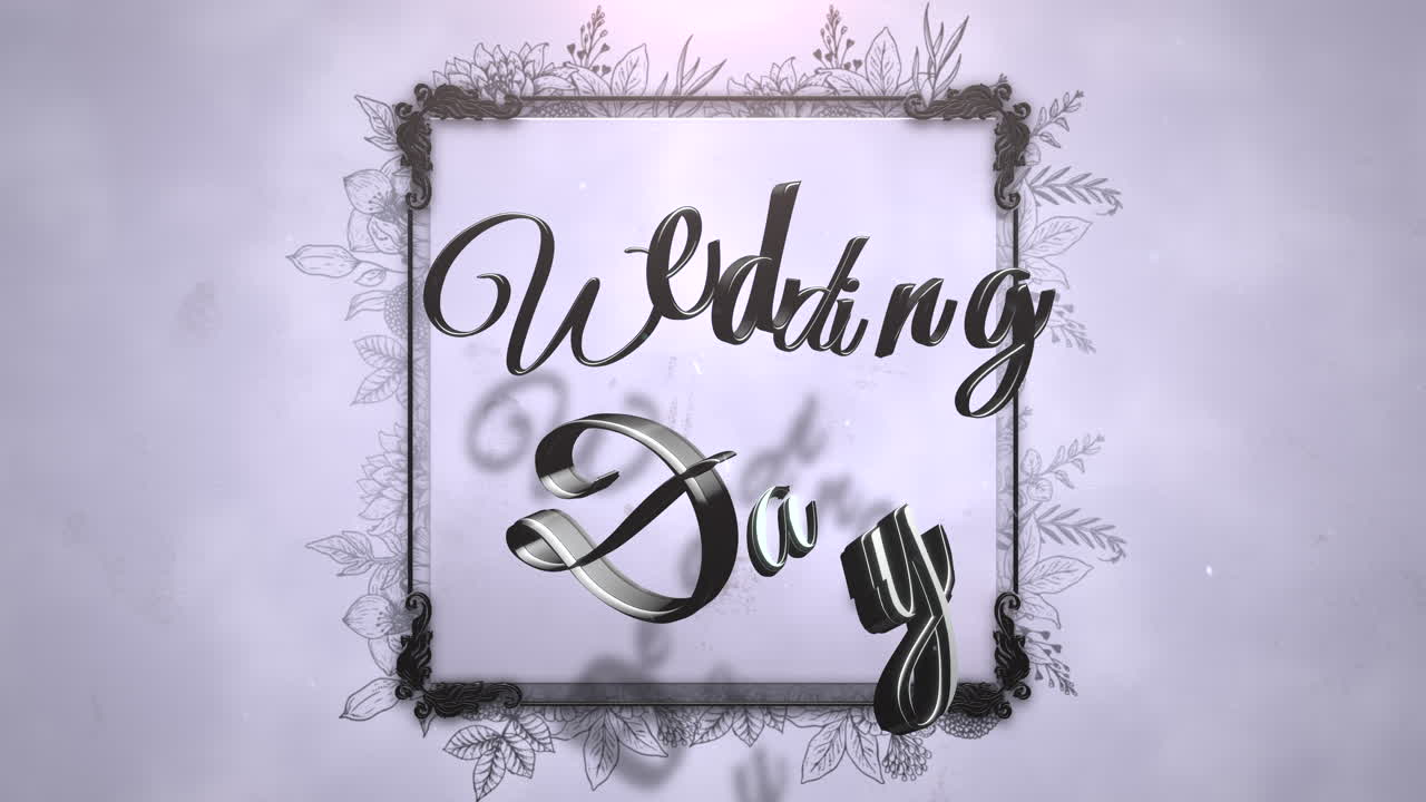 Premium stock video - Closeup text wedding day and vintage frame with ...