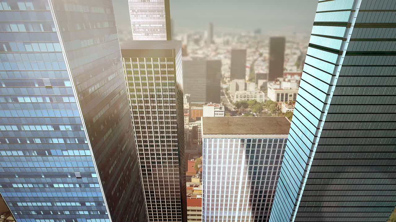 Premium stock video - Panorama of city landscape with many big buildings