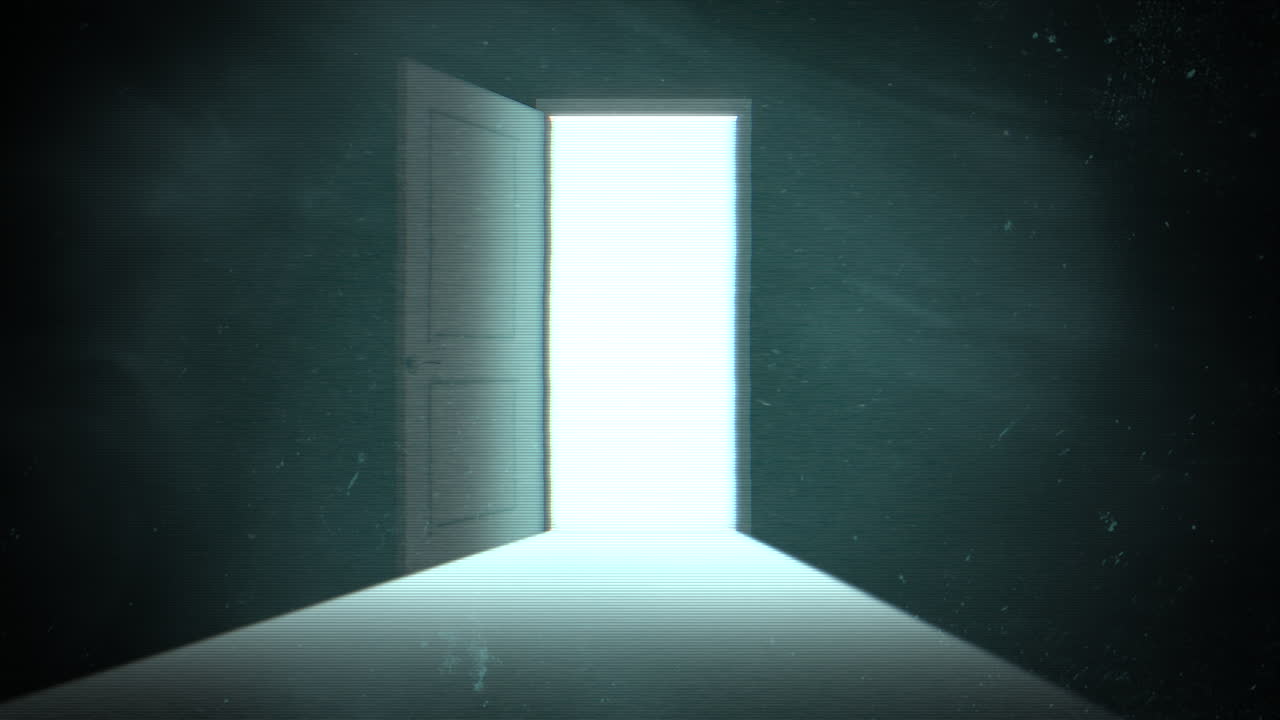 Premium stock video - Mystical horror background with dark door of room 1
