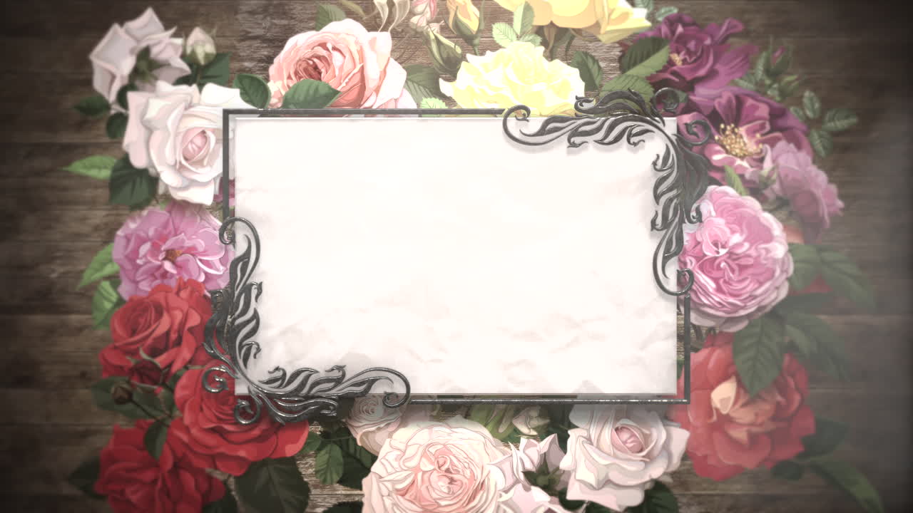 Premium stock video - Closeup vintage frame with flowers motion with ...