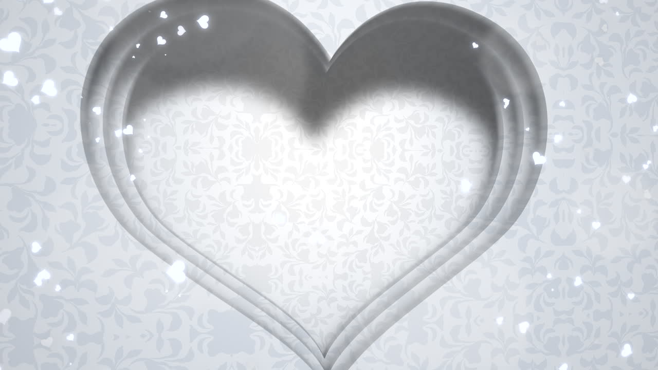 Premium stock video - Closeup white hearts of love with wedding background