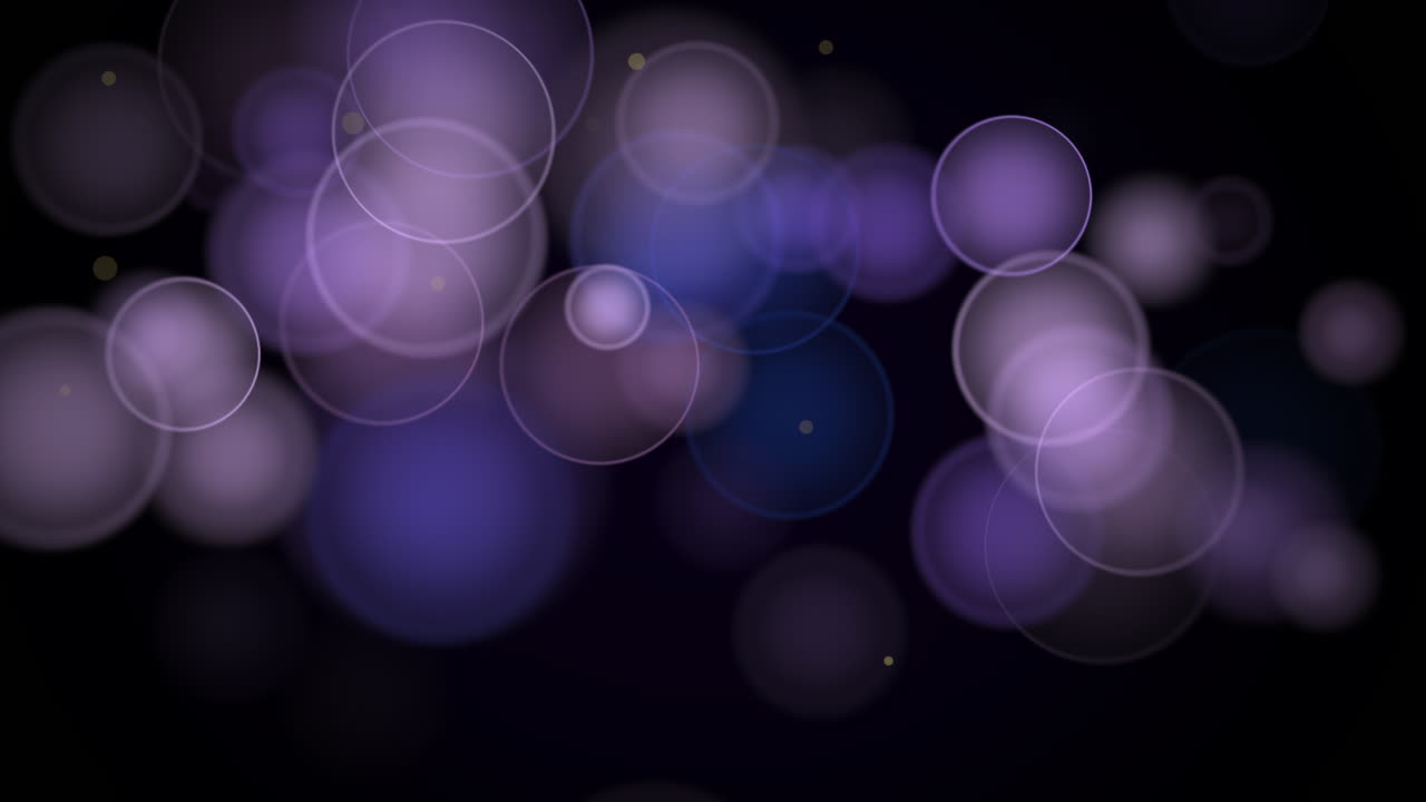 Premium stock video - Motion and fly purple particles and round bokeh ...
