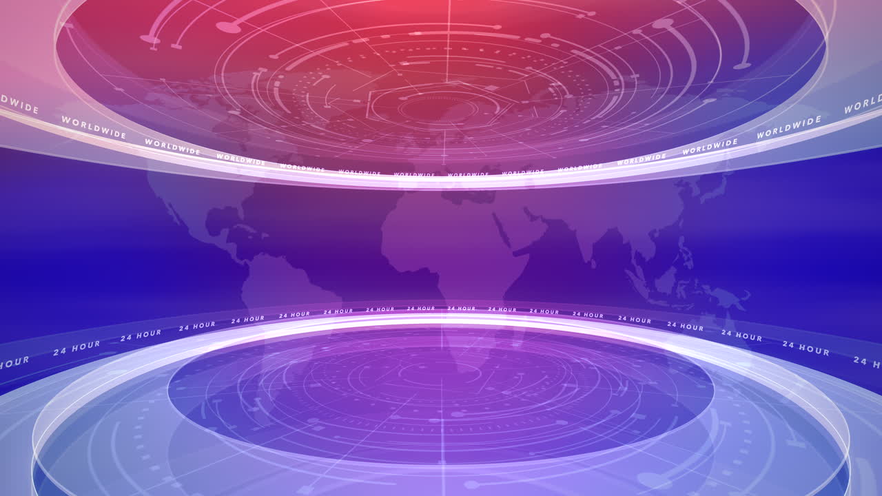 Premium stock video - Intro news graphic animation in studio with circular shapes abstract ...