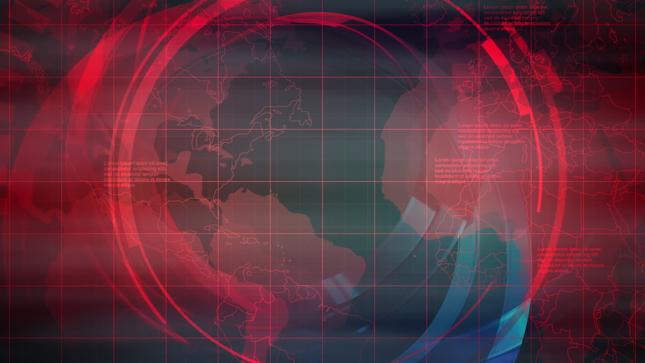 Premium stock video - News intro graphic animation in newsroom with lines and circular shapes ...