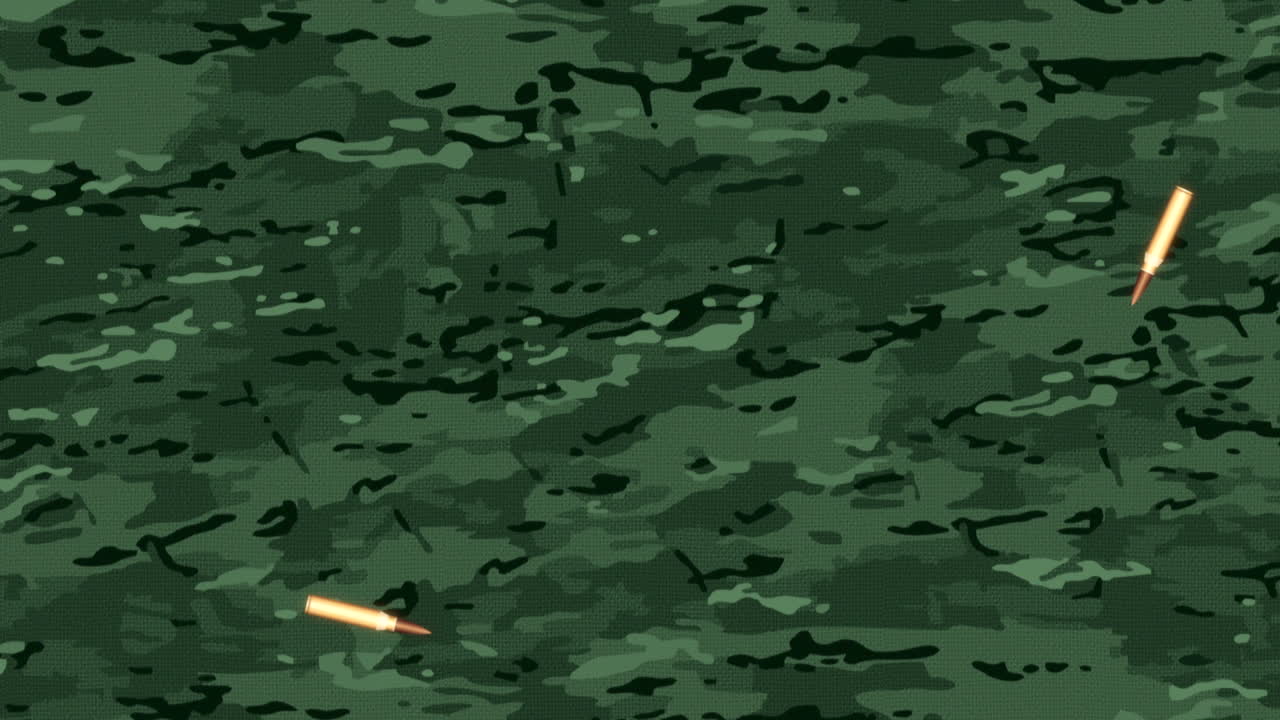 Premium stock video - Animation fall patrons on military background