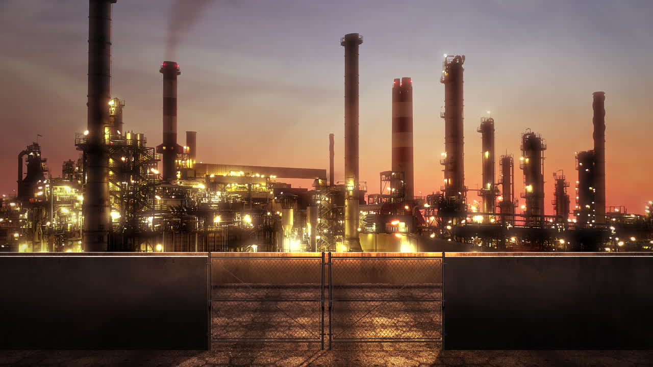 Premium stock video - Panorama of city landscape with many big factory ...