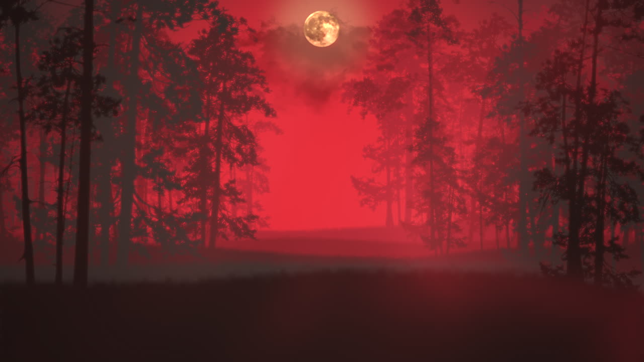 Vídeo Premium - Fondo de terror místico con bosque de sangre oscura y ...