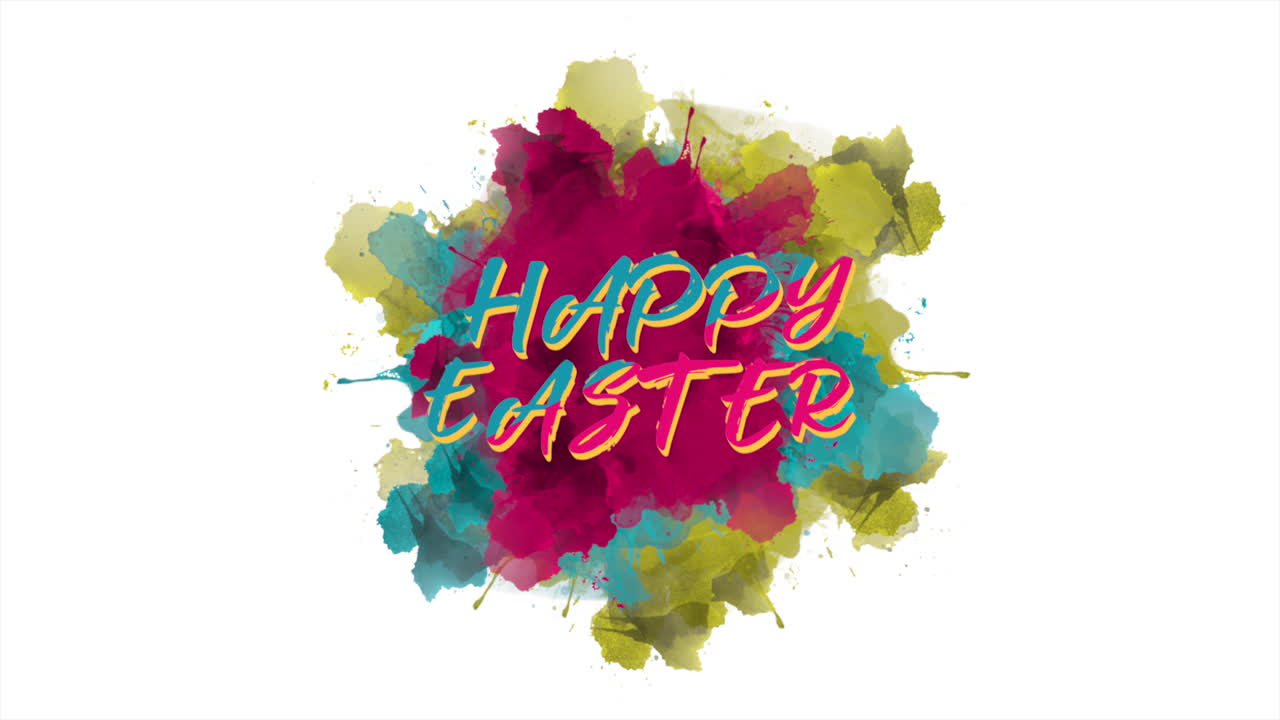 Premium stock video - Animation text happy easter on white hipster and ...